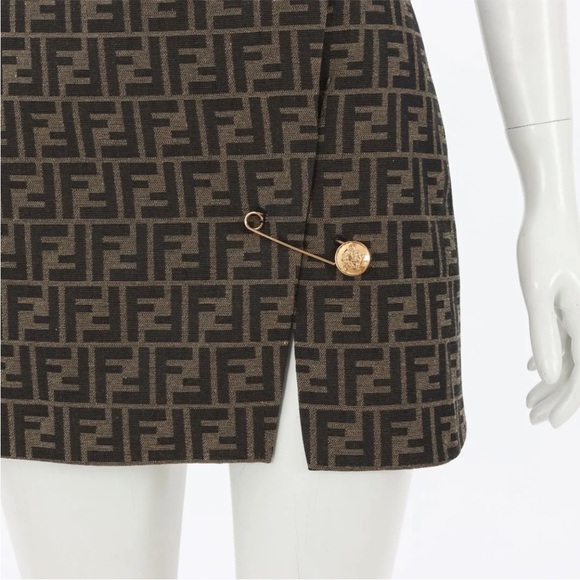 Fendace | Skirts | Fendace Ff Mini Skirt Sz 36 Fendi Versace Collab ...